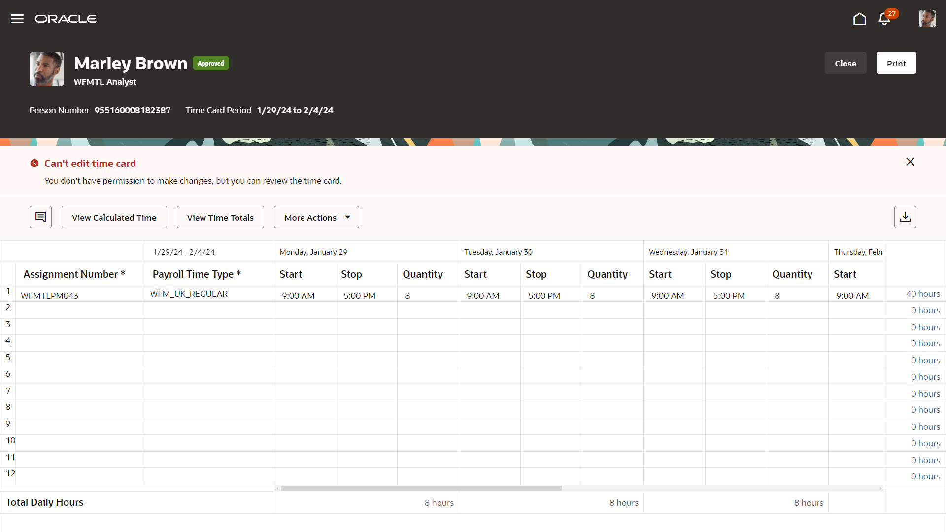 Redwood Time Card Enhancements 
