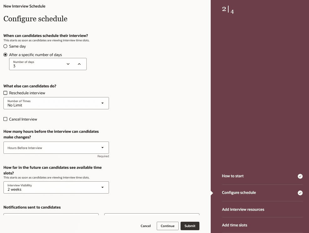 Redwood Experience: Create Interview Schedule