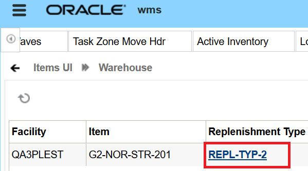 Associate Replenishment Zone to the Dynamic Location