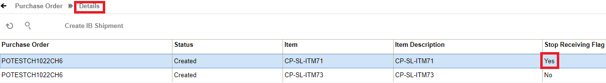Stop receiving against a Purchase Order Line