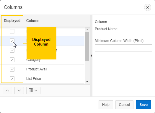 Changing The Column Display In An Interactive Grid