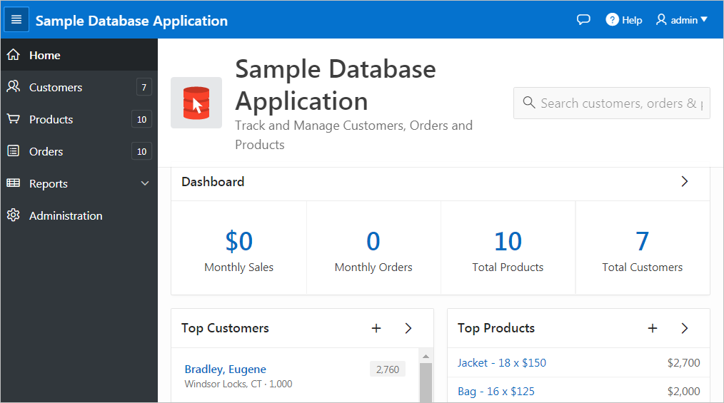 Reviewing Sample Database Application