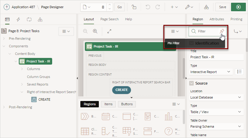 Right Pane of Page Designer (Property Editor)