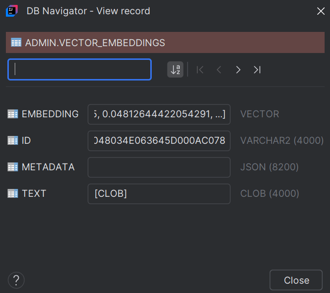 Vector Database Tables