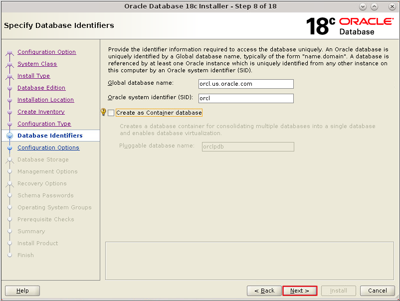 Perform Advanced Installation for Non-Container Database