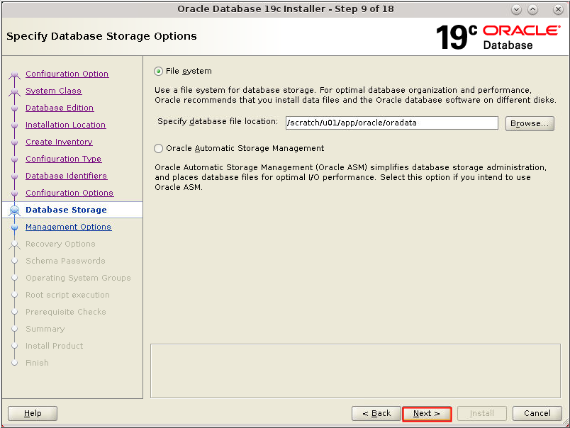 Perform Advanced Installation for Non-Container Database