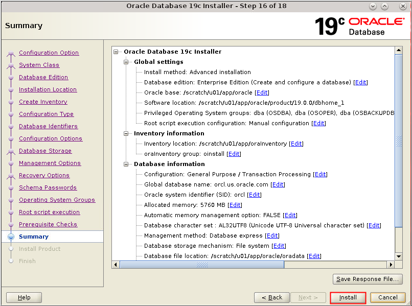 Perform Advanced Installation for Non-Container Database