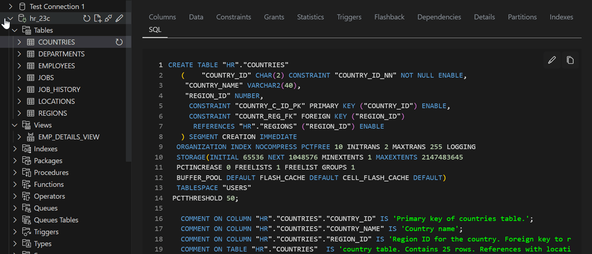 Working with Database Objects