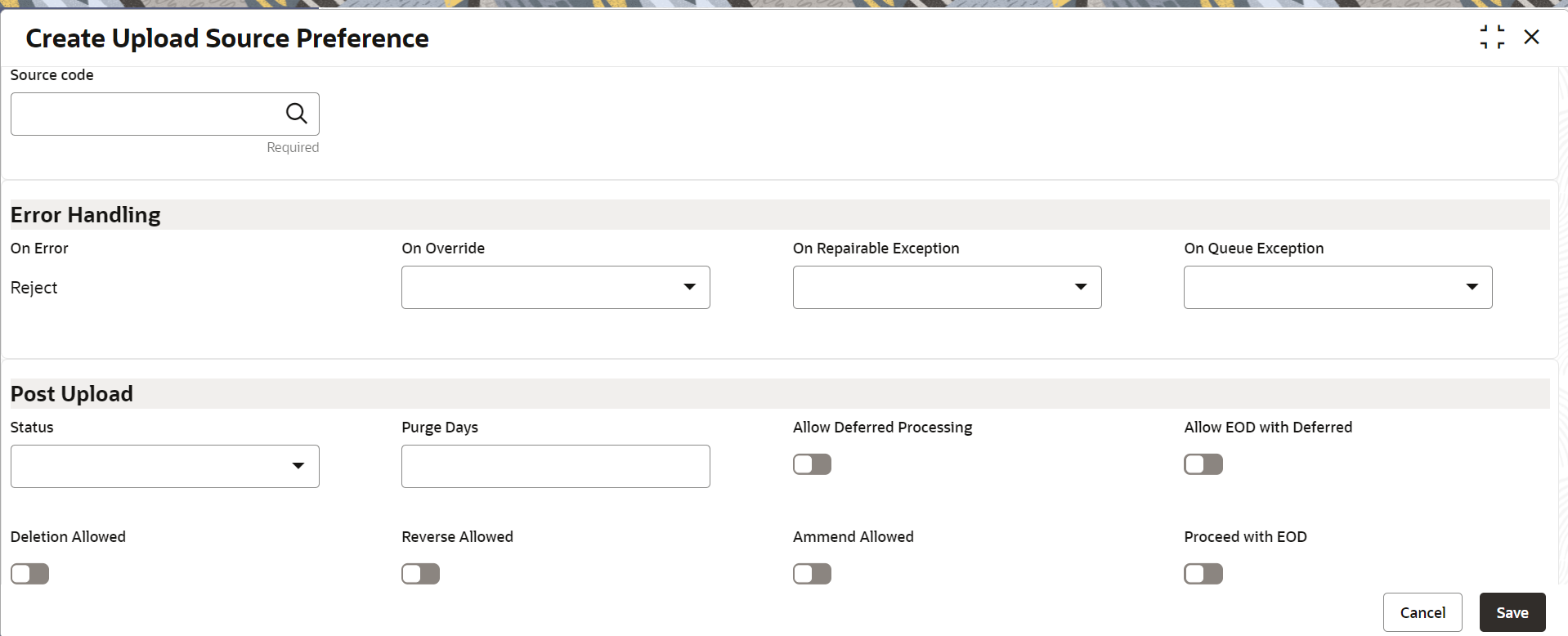 Create Upload Source Preference