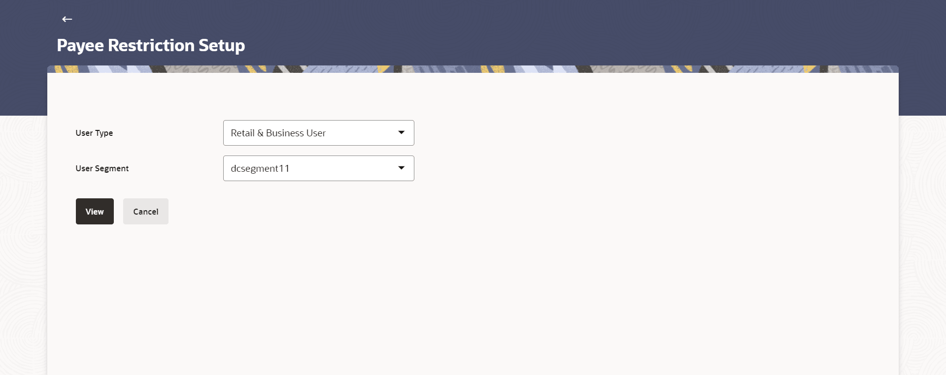 Payee Restriction Setup - Create