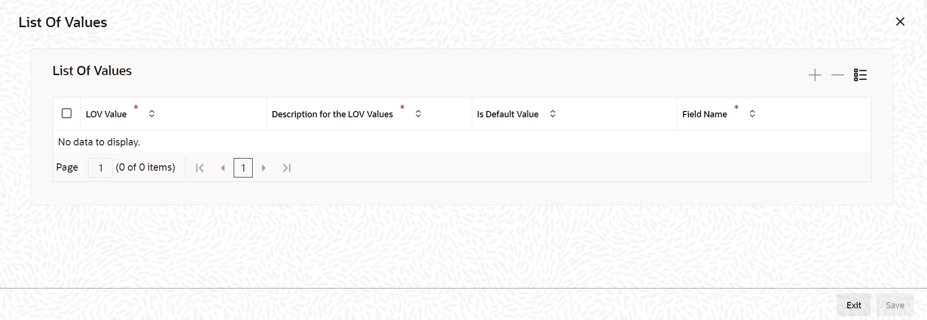Validation Type - LOV (List of Values)