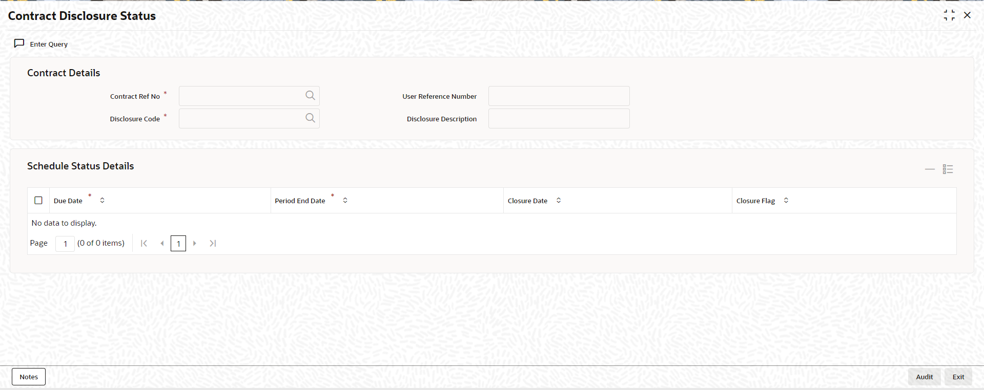 Viewing the Contract Disclosure Schedule Status Details