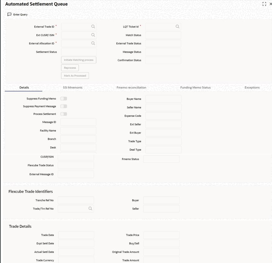 Settlement Queue for Markit Trades