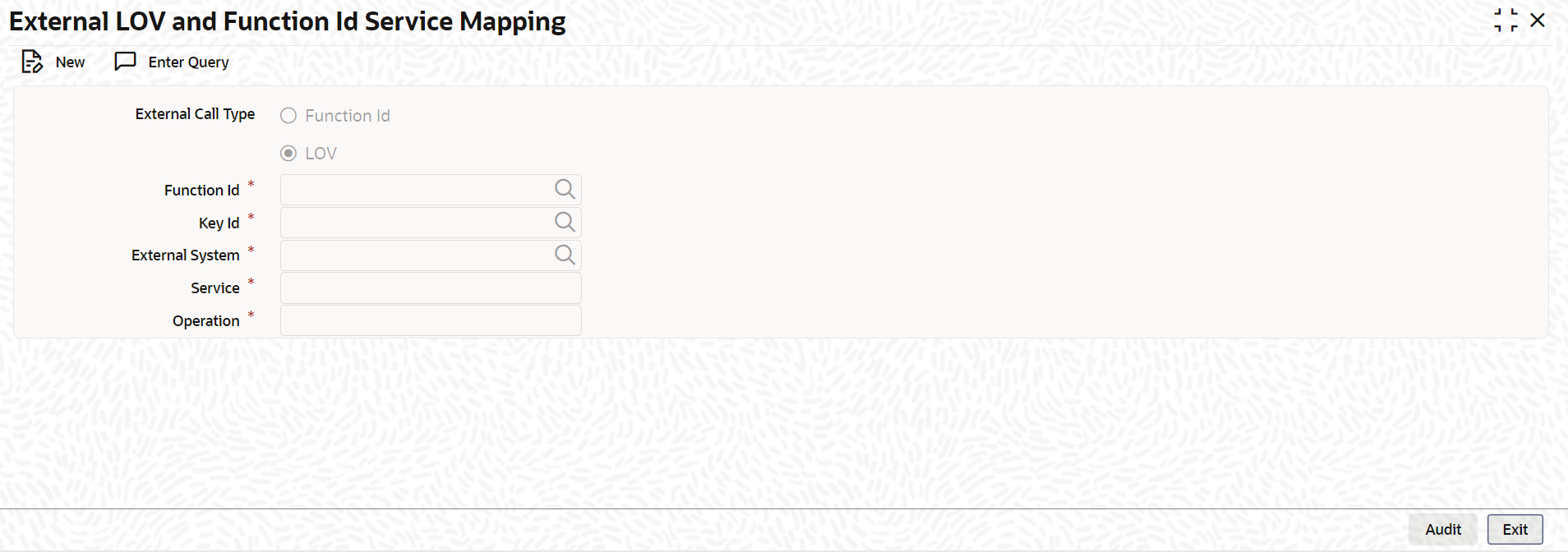 External LOV And Function Id Service Mapping