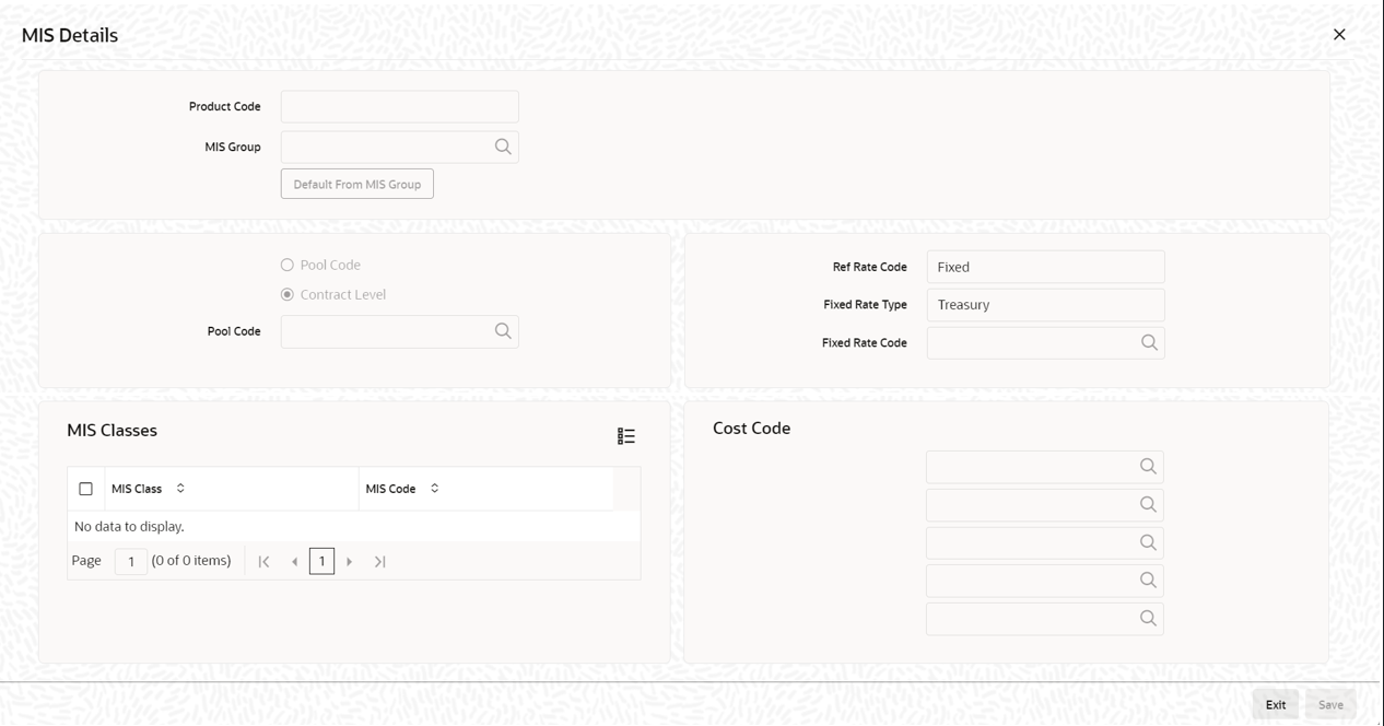 Specifying MIS Details for a Product