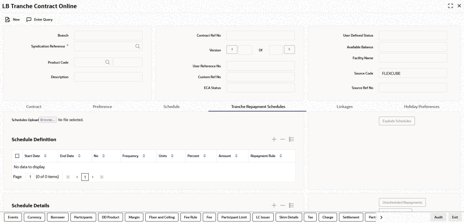 Define Repayment Schedules for the Tranche
