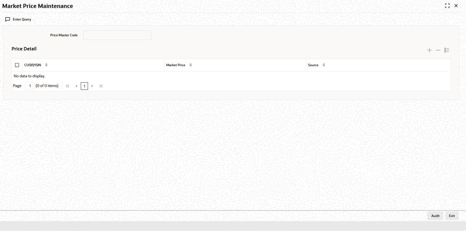 Market Price Details Maintenance