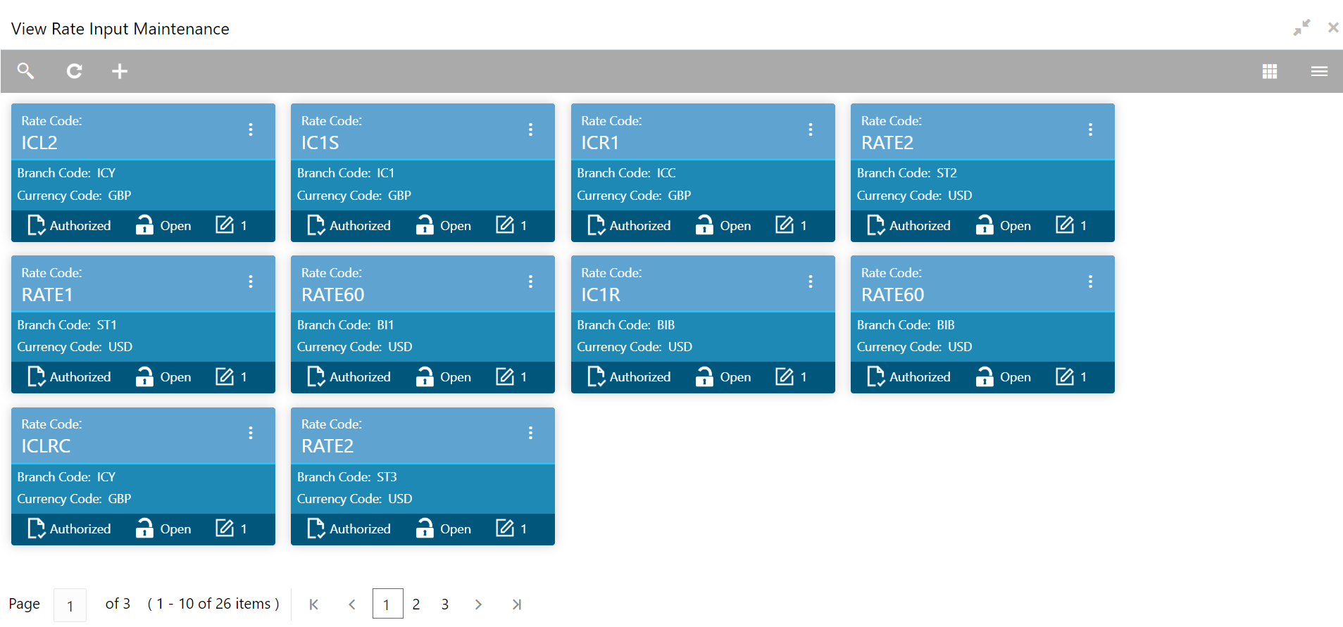 View Rate Input Maintenance View Rate Input Maintenance