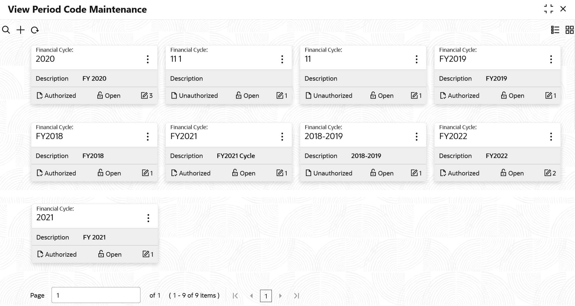 View Period Code Maintenance view-period-code-maintenance