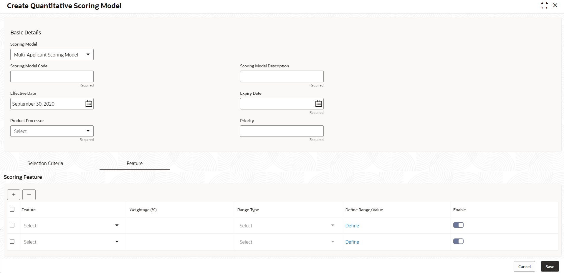 Create Quantitative Scoring Model