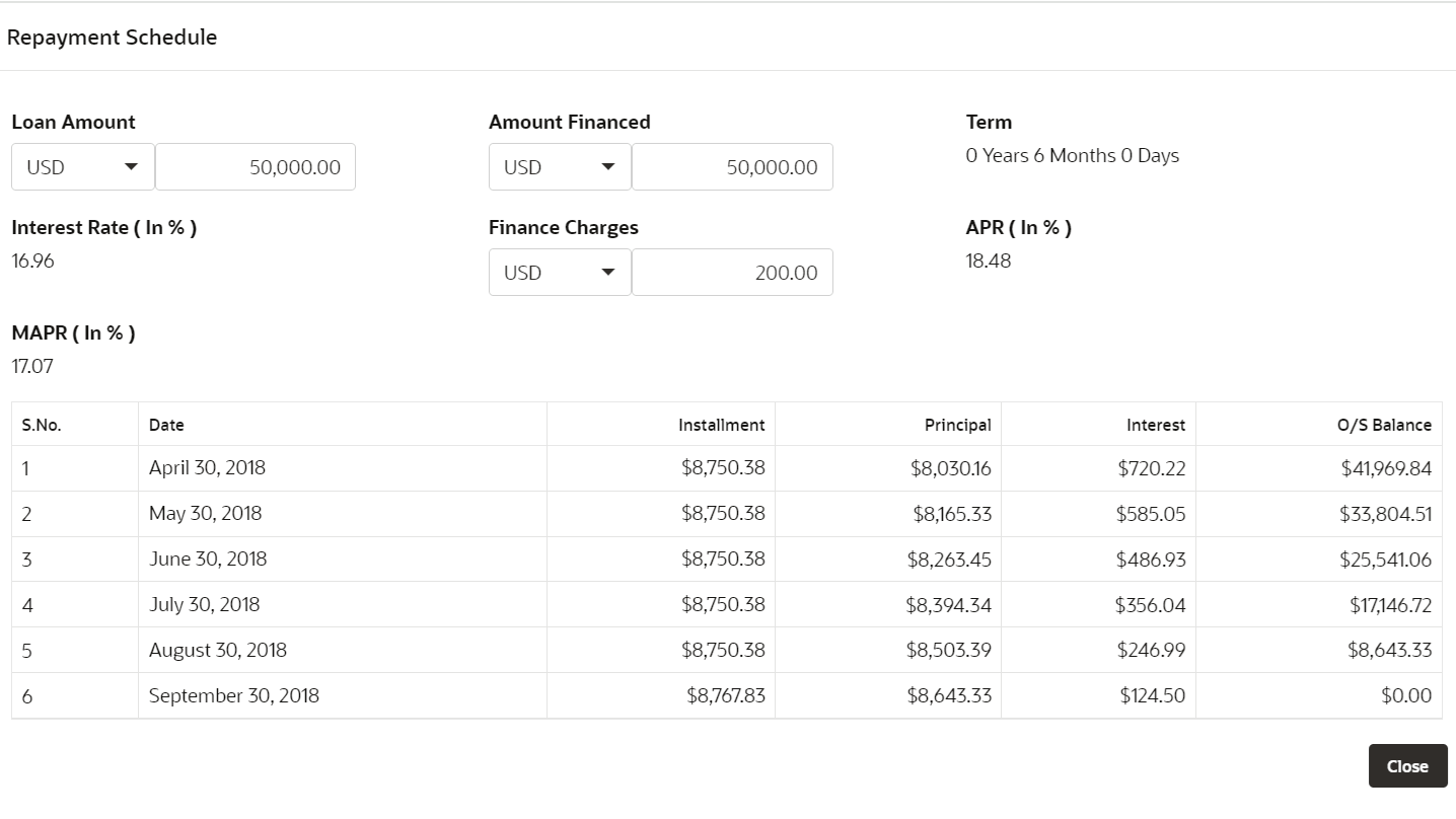 Repayment Schedule