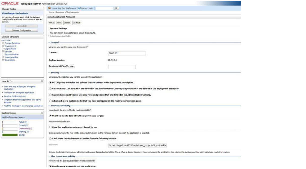Deploying Gateway/Scheduler Applications from WebLogic Administration ...