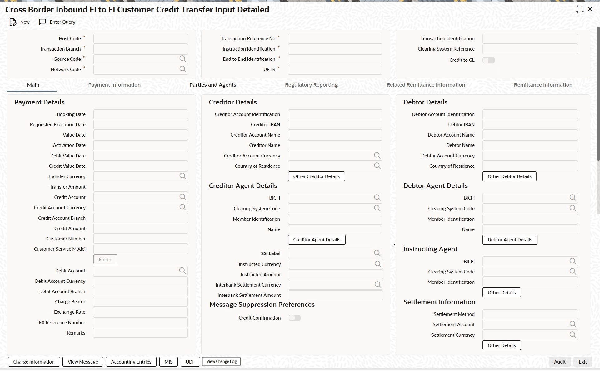 Process Cross Border Inbound FI to FI Customer Credit Transfer Input