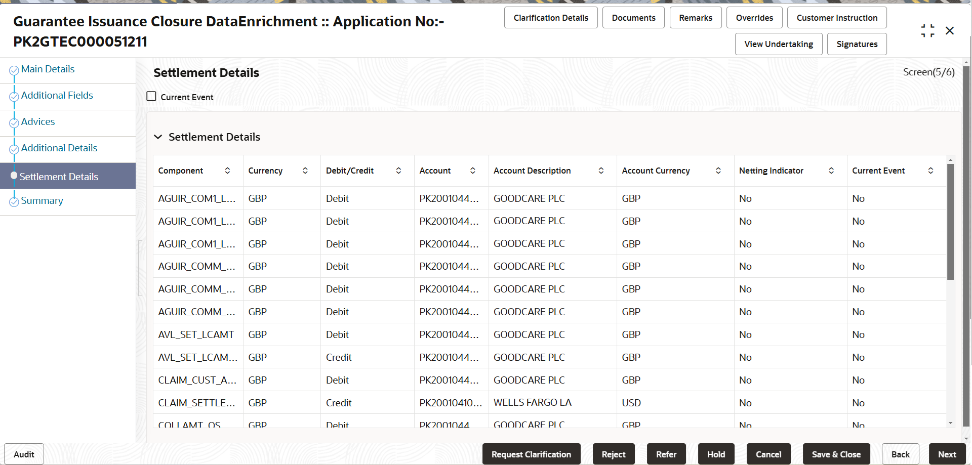 Settlement Details