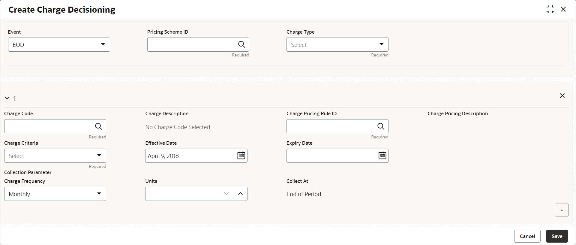 Create Charge Decisioning
