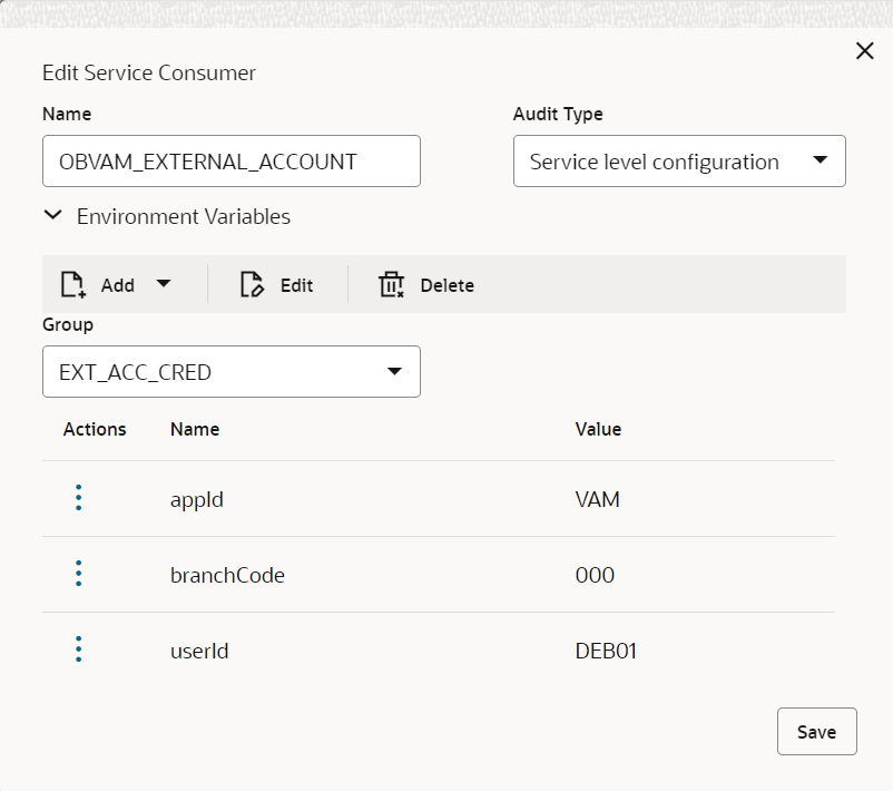 EXTERNAL ACCOUNT Implementation