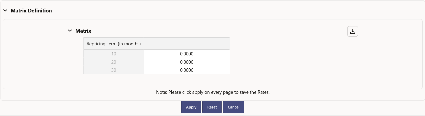 Prepayment Rates Using Matrix Definition