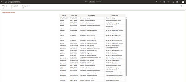 Groups and Roles Report