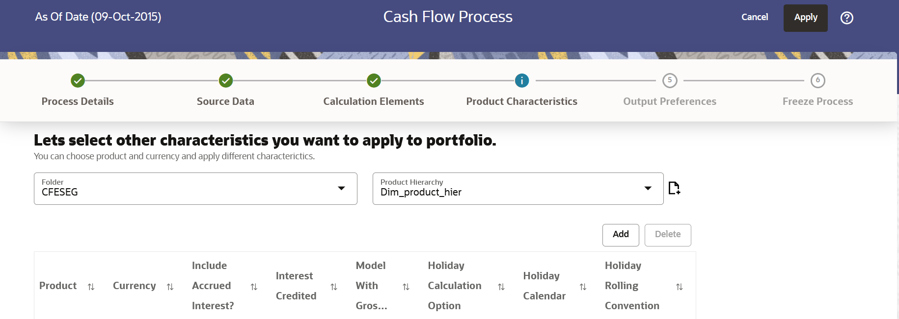 Create Cash Flow Process
