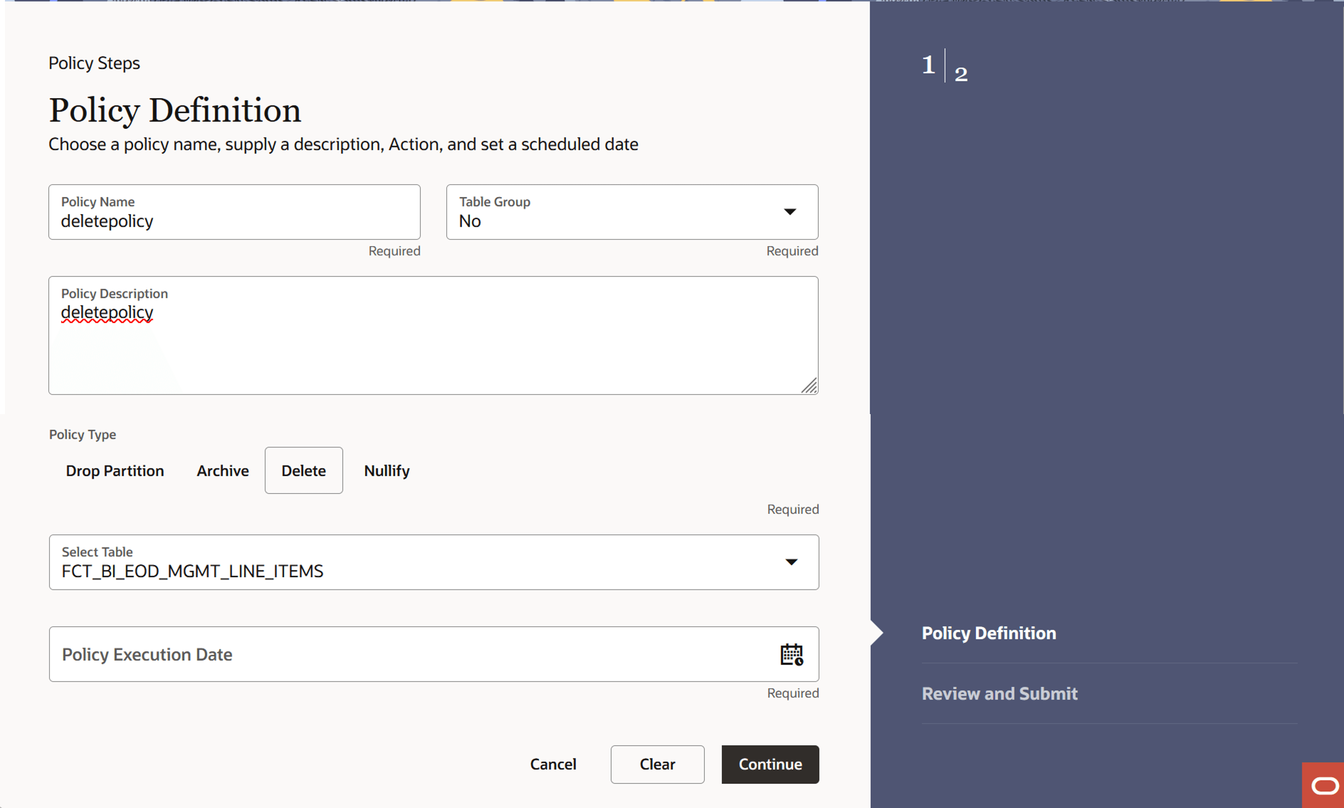 Create Delete Policy
