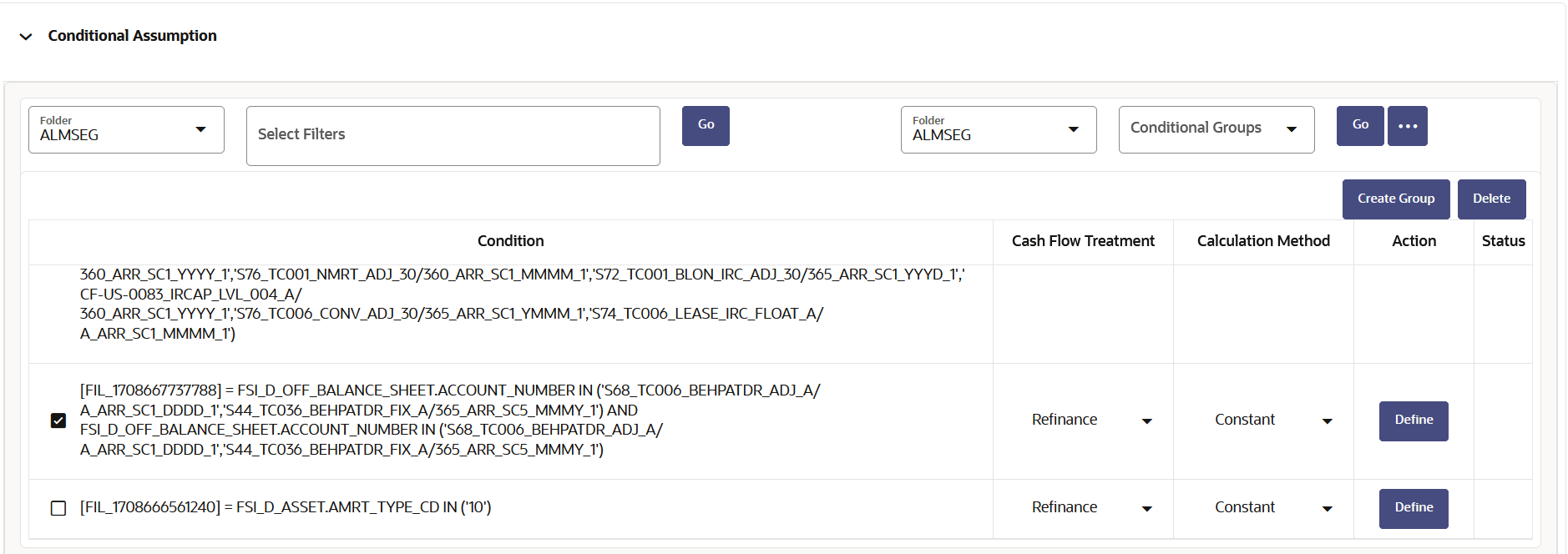 Associating Conditional Assumptions with Prepayment Rules