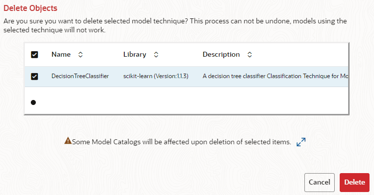 Delete a Model Technique