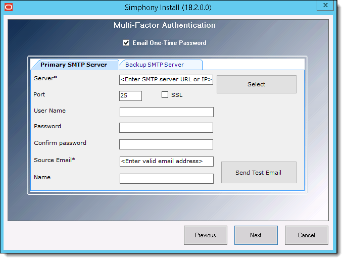 Simphony MFA Configuration During the Installation of Simphony