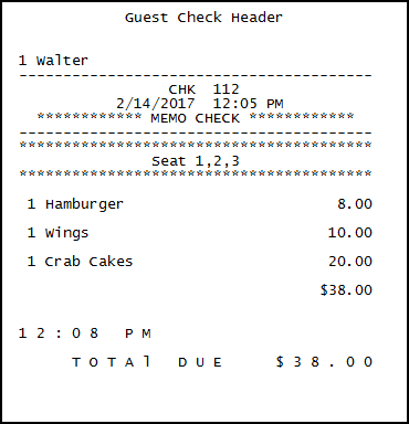 Seat Filtering and Memo Checks