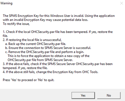 Working with Invalid SPMS Encryption Key