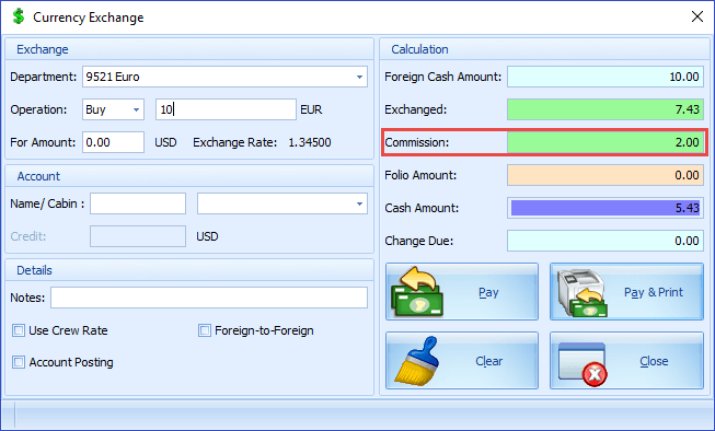 Commission Charge Code and Account