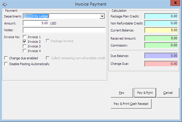 Paying an Invoice by City Ledger
