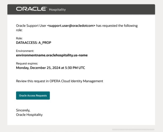 Email Notifications Received for Oracle Access Requests