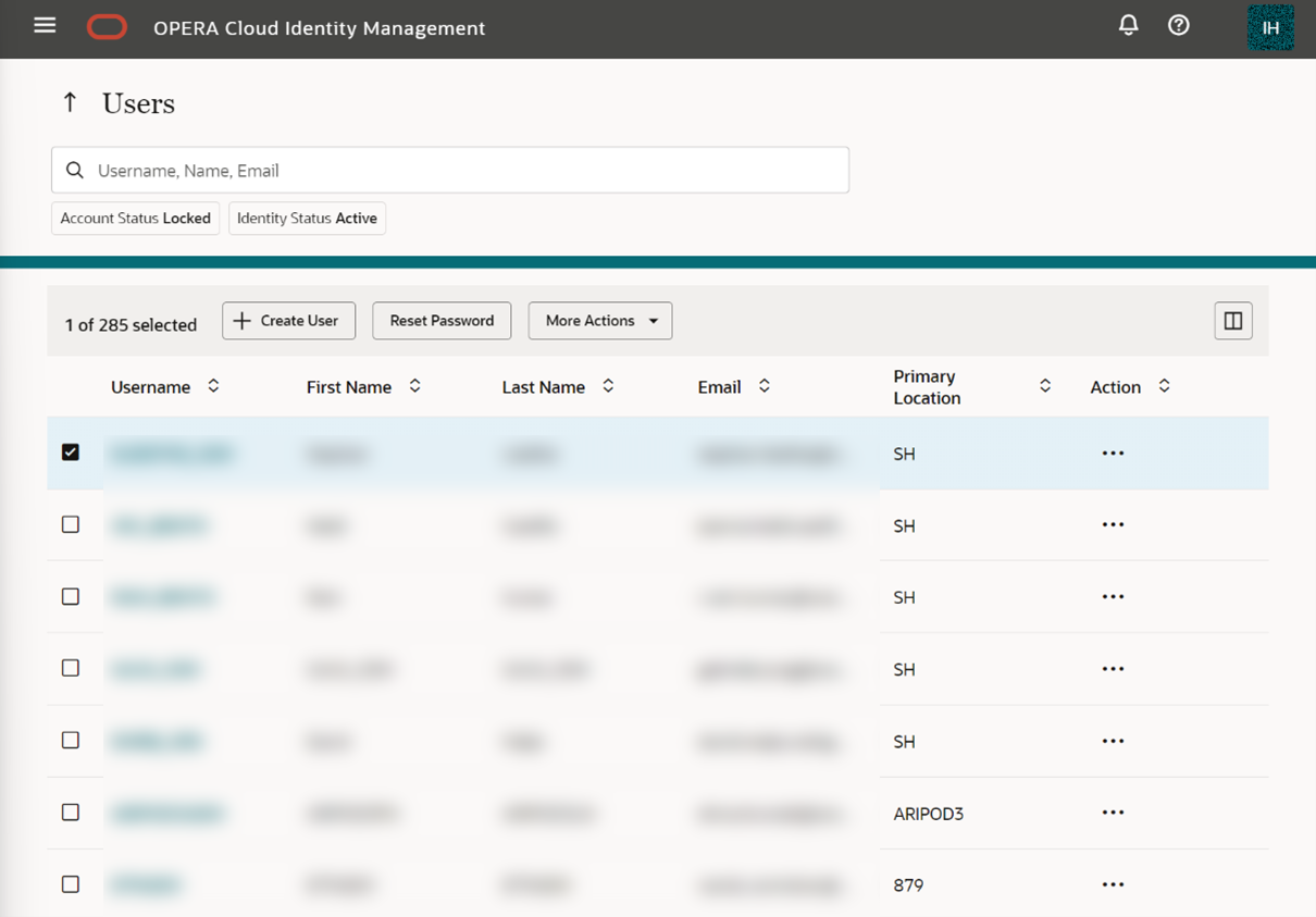 Resetting a User Password