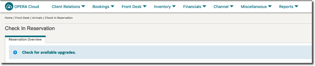 Using Nor1 PRiME Upgrade at Check-In and Reservation Management