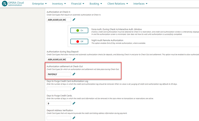 Configuring OPERA Controls for Settlement at Checkout and Chip and Pin