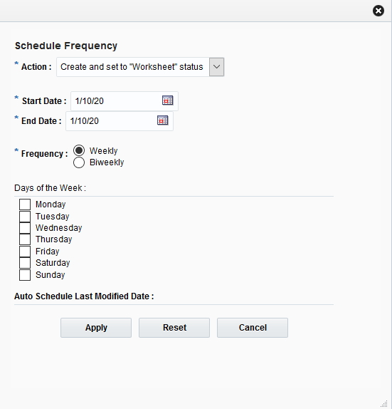 Create Schedule from a Worksheet