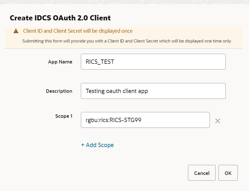 Create OAuth2 Client Application in IDCS
