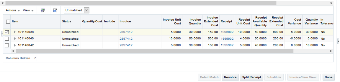 Match Merchandise Invoices