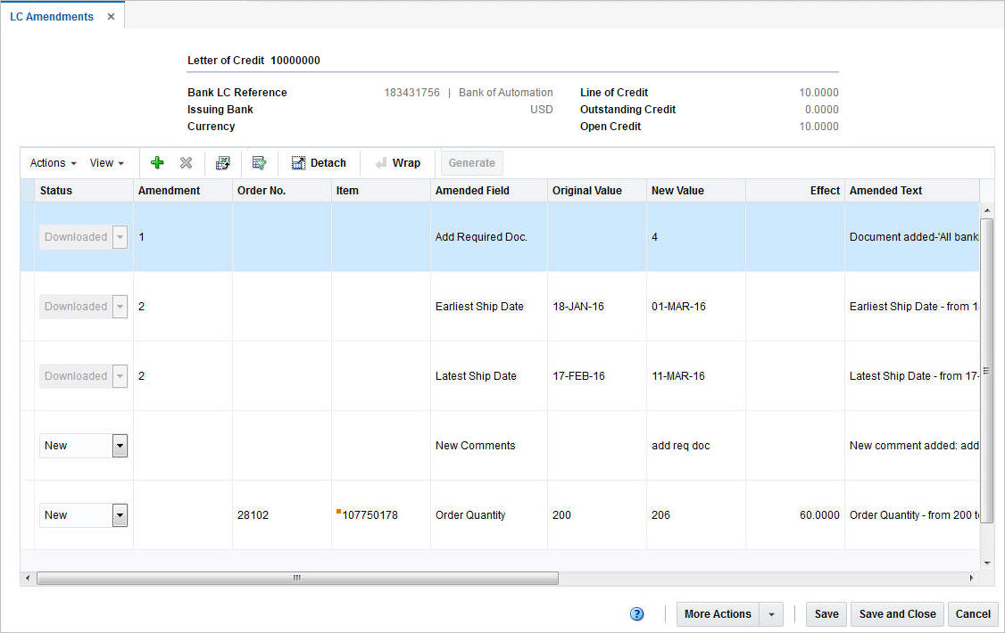 Manage Letters of Credit