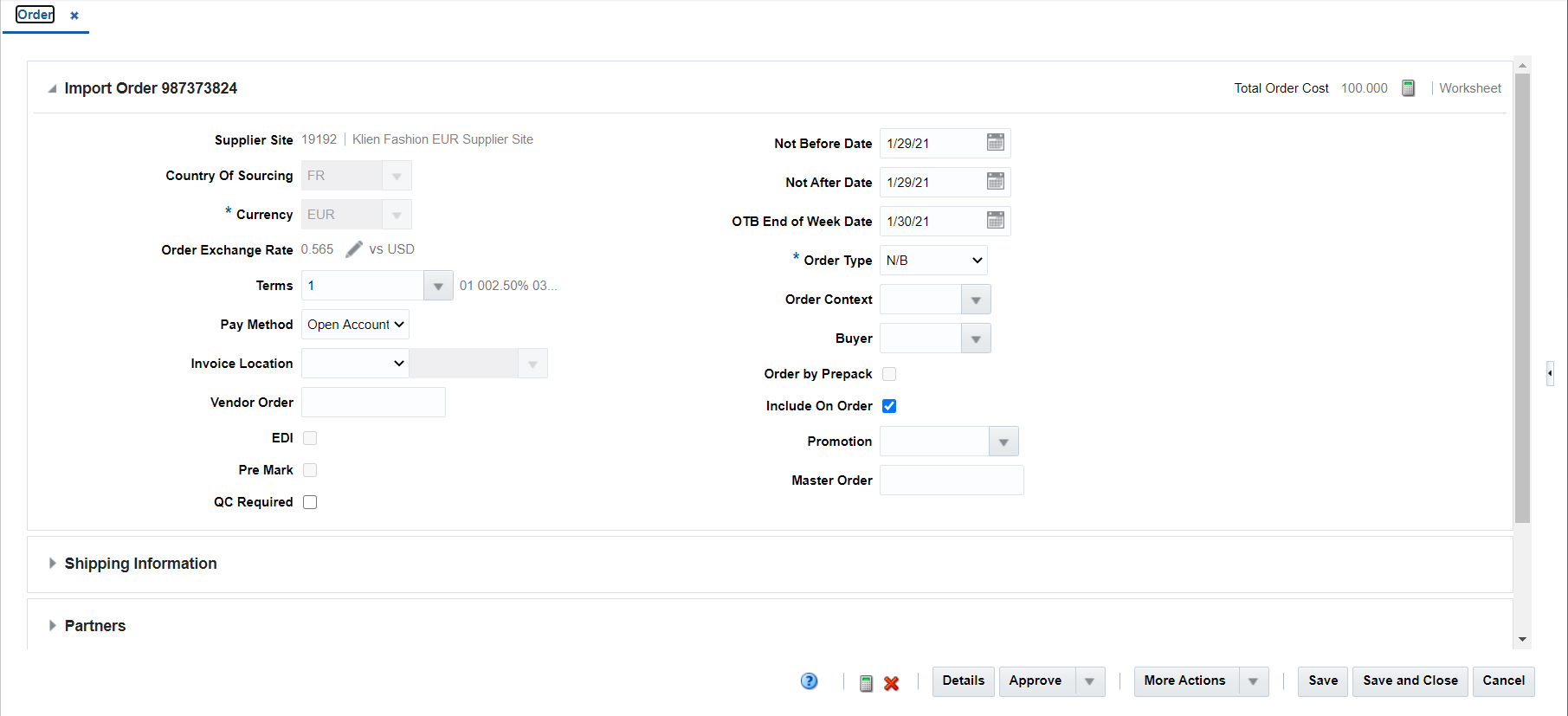 Create a Purchase Order